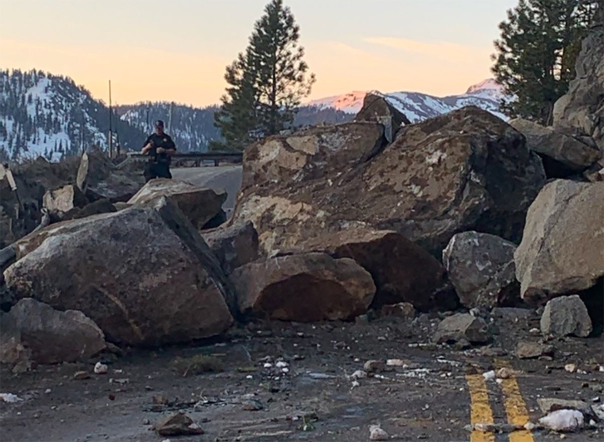 Large Rockslide Cuts Off US-50 Route Into South Lake Tahoe