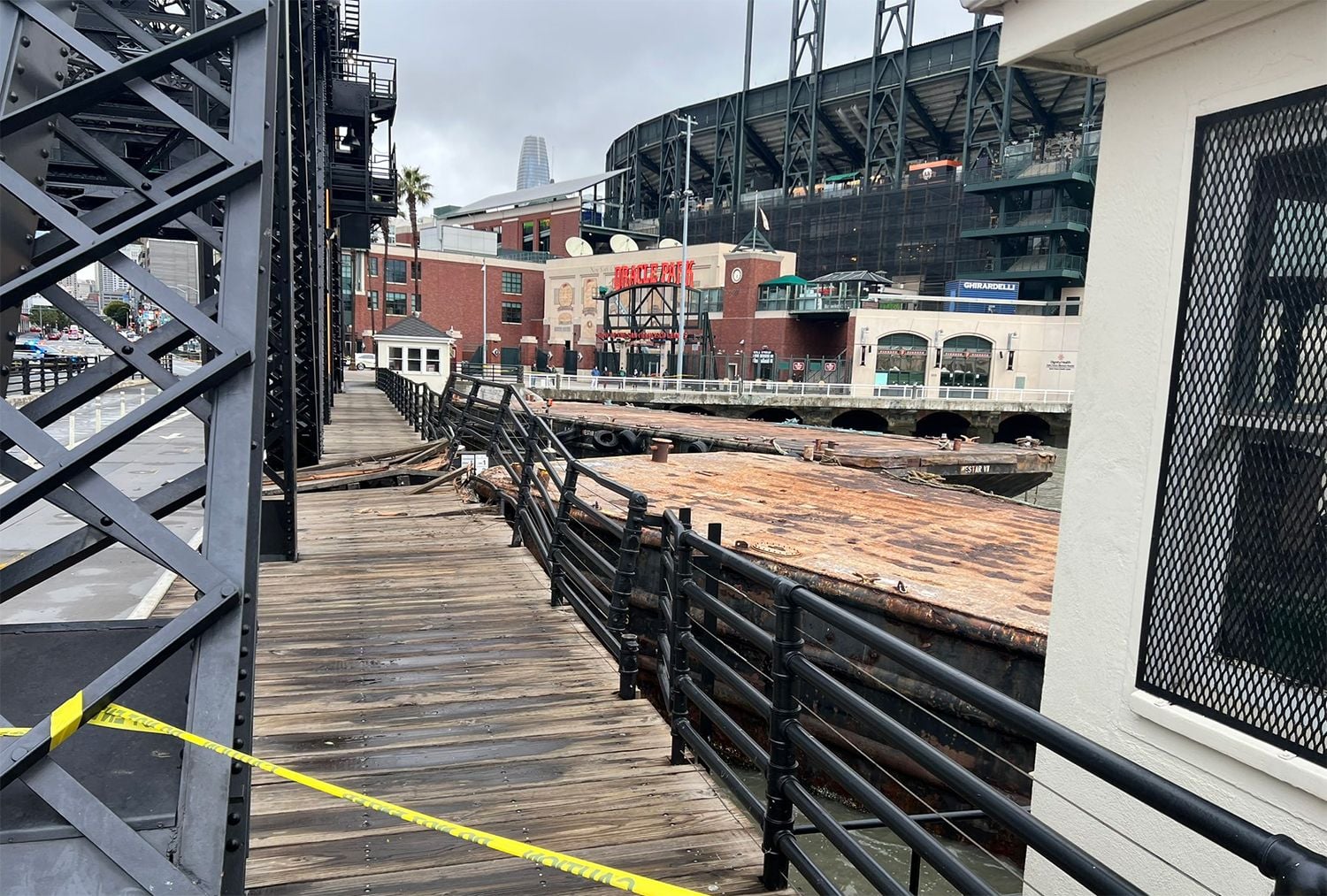 Lefty O'Doul Bridge In China Basin Damaged By Loose Barges