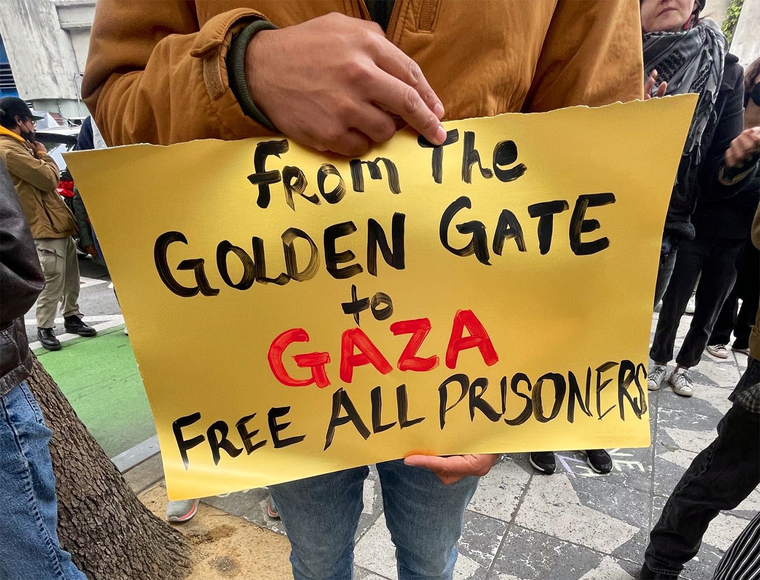 Protesters Gather at SF Hall of Justice as Golden Gate Bridge Gaza ...