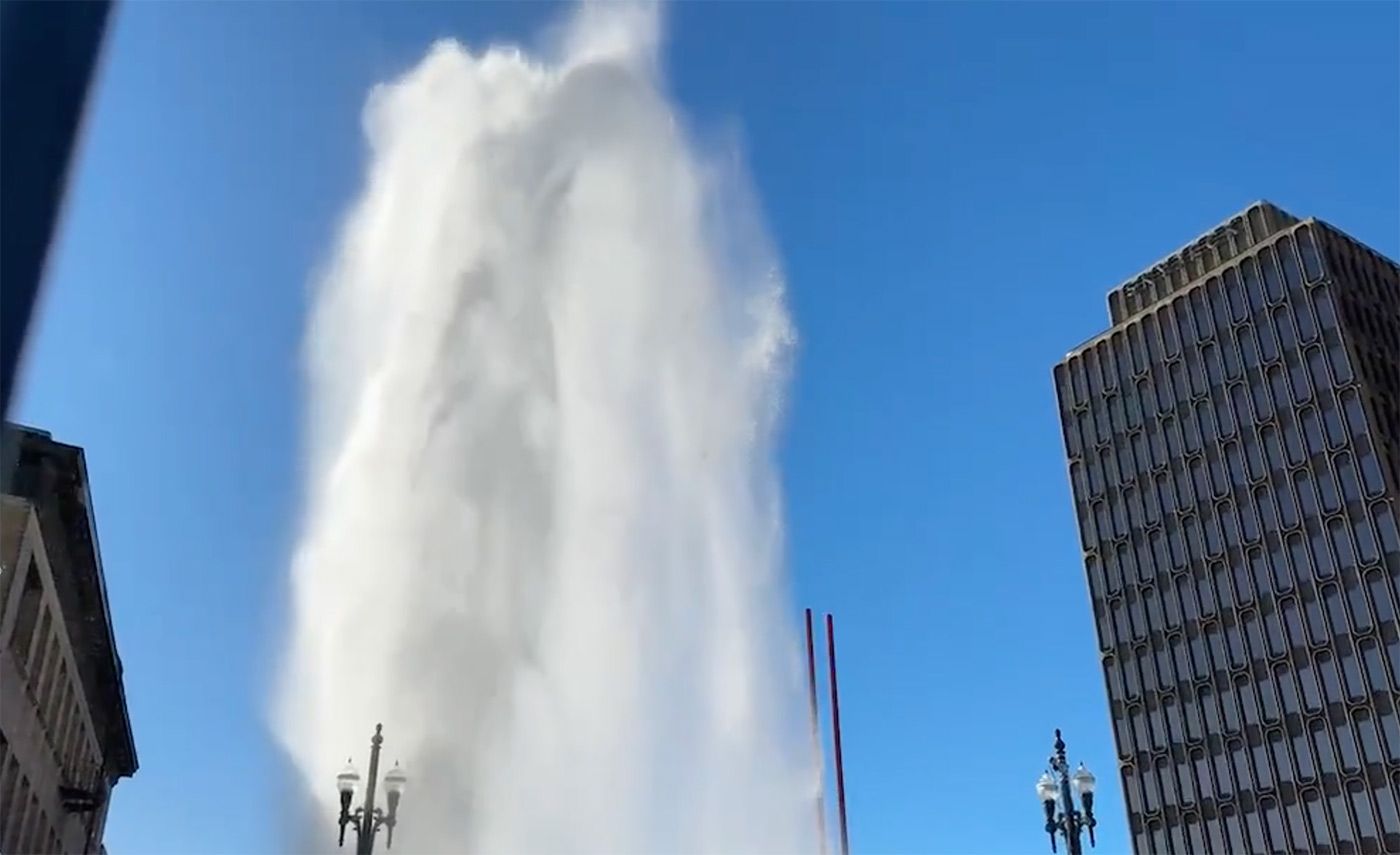 Toppled Fire Hydrant Creates Huge Geyser In Downtown Berkeley