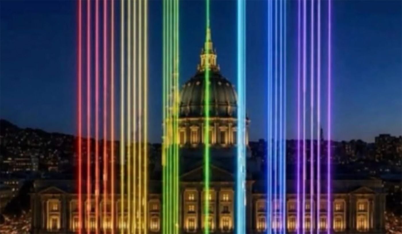 Illuminate Installs 49 Vertical Lasers In Civic Center, Rainbow Up ...
